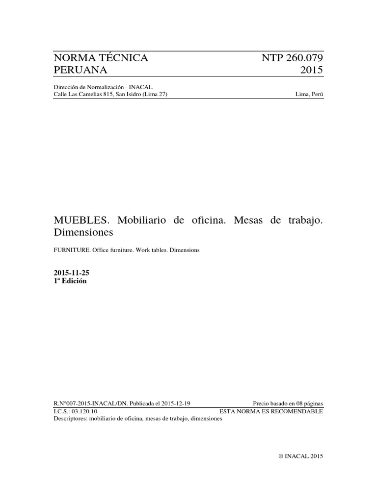 NTP260 079 | PDF | Factores humanos y ergonomía | Perú