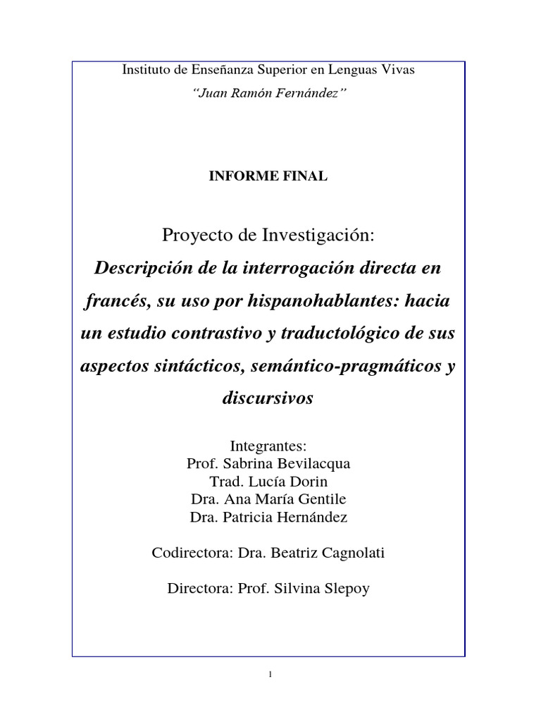 Informe Final Proyecto Investigación Slepoy Cagnolatti Bevilacque Dorin ...