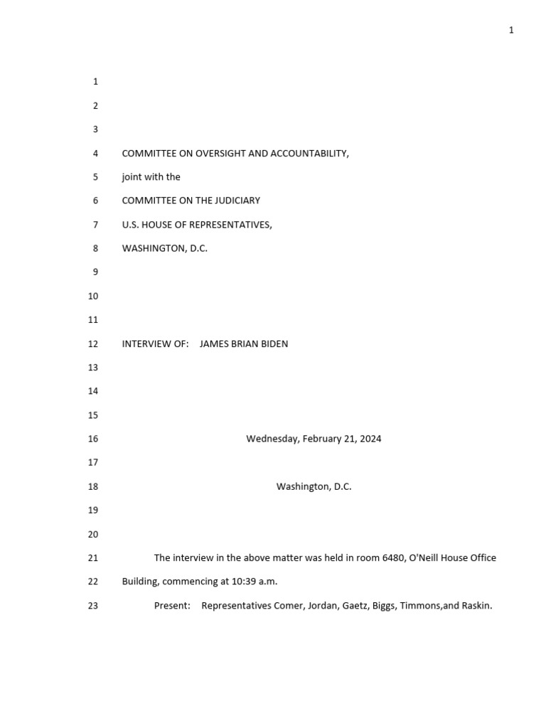 James Biden Transcript | Descargar gratis PDF | Perjury