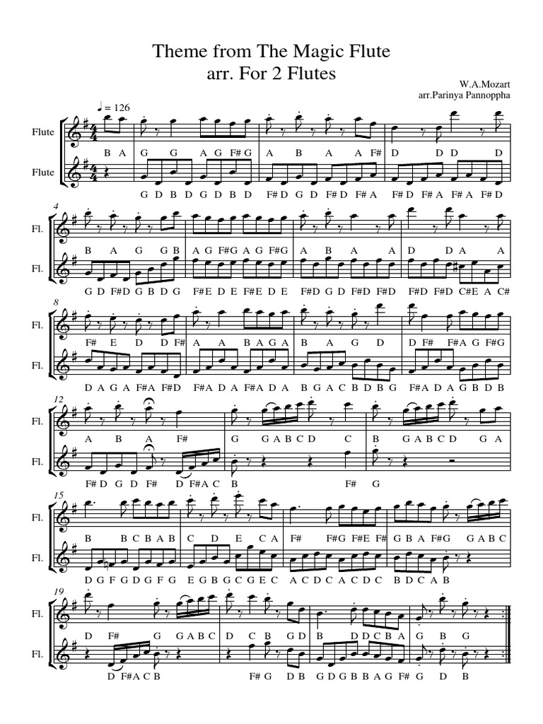 Magic Flute Theme for Two Flutes | PDF