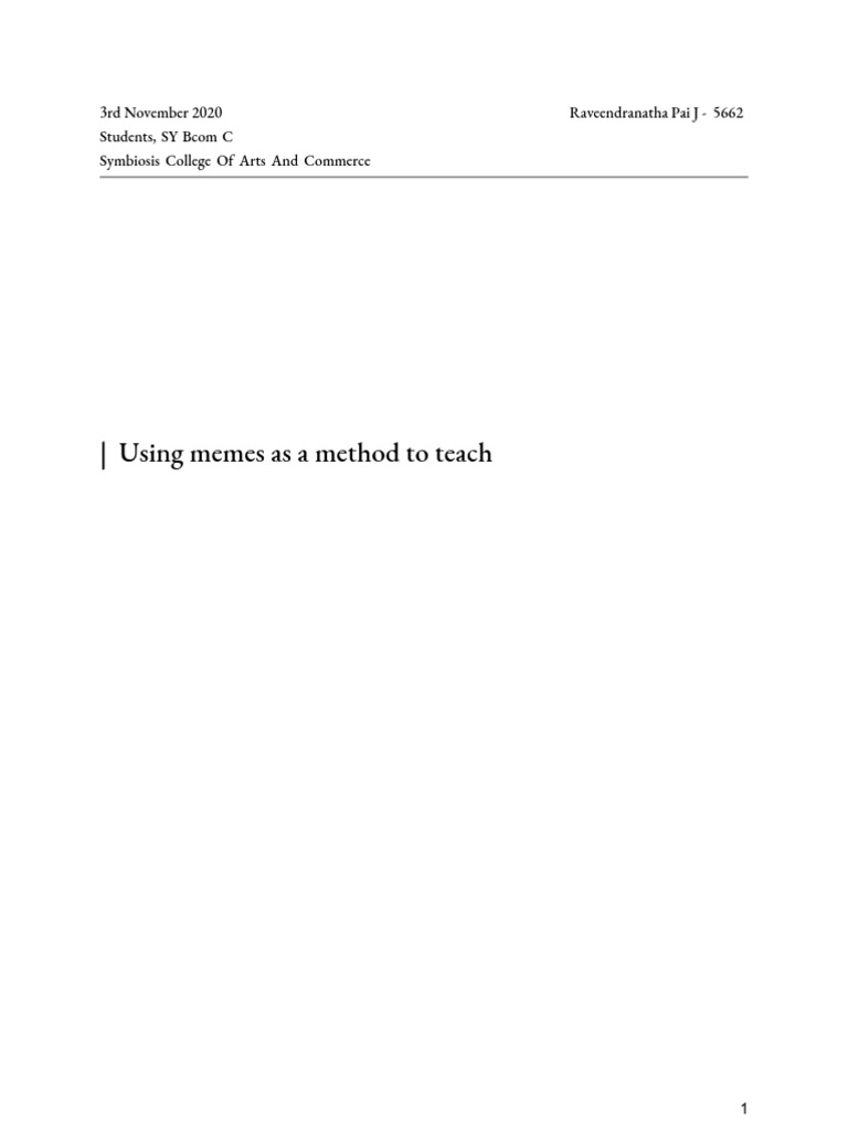 Using Memes As A Method To Teach | PDF | Meme | English As A Second Or ...