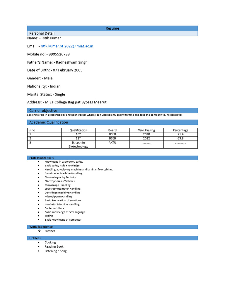 Ritik Resume | PDF | Business