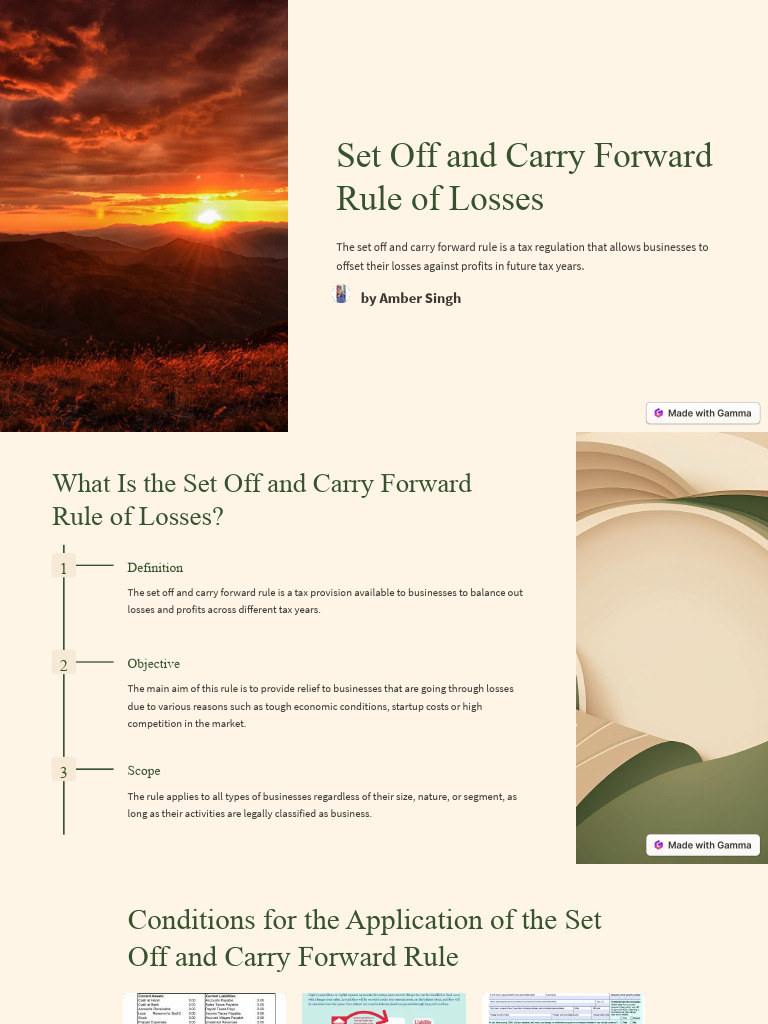Set Off and Carry Forward Rule of Losses | PDF | Taxes | Startup Company