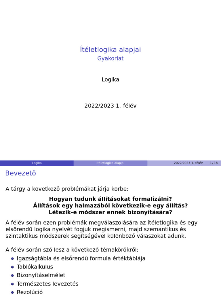 Ítéletlogika Alapjai | PDF