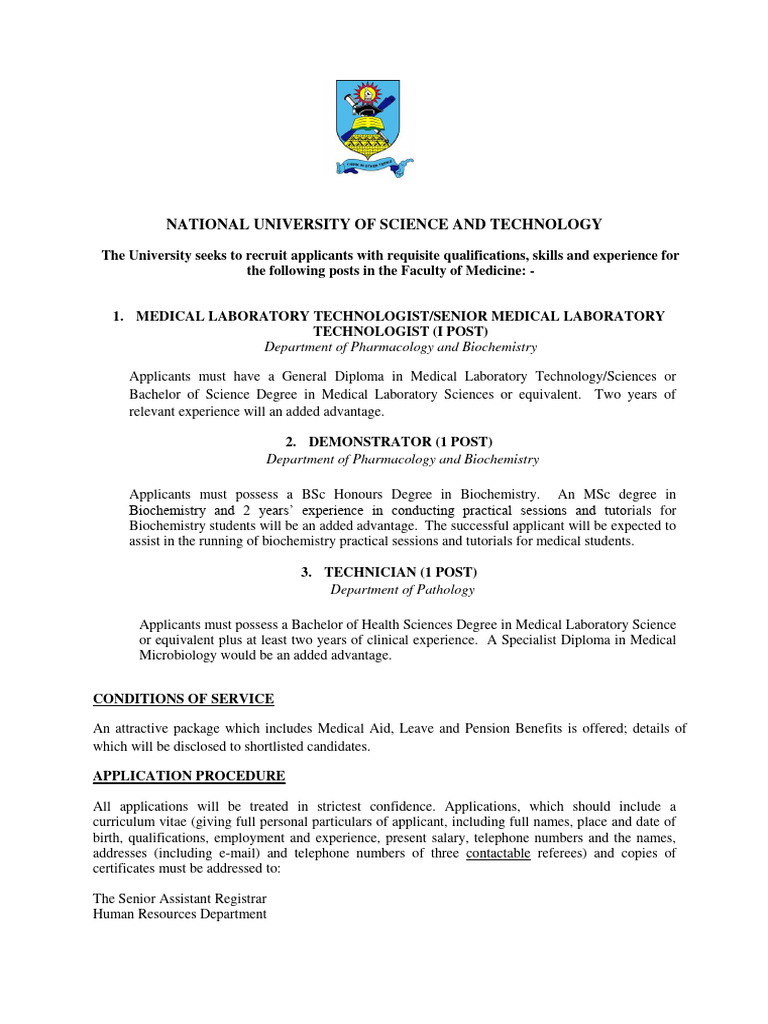 Technical Positions in The Faculty of Medicine June 2021 | PDF