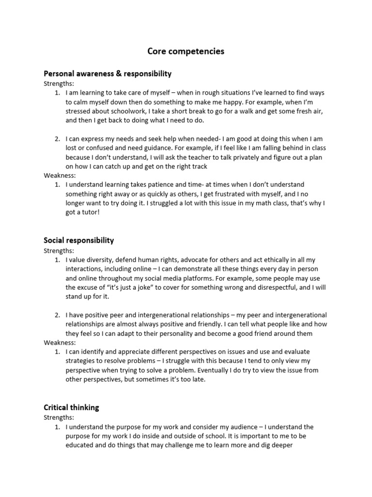 Core Competencies | PDF | Thought | Cognition