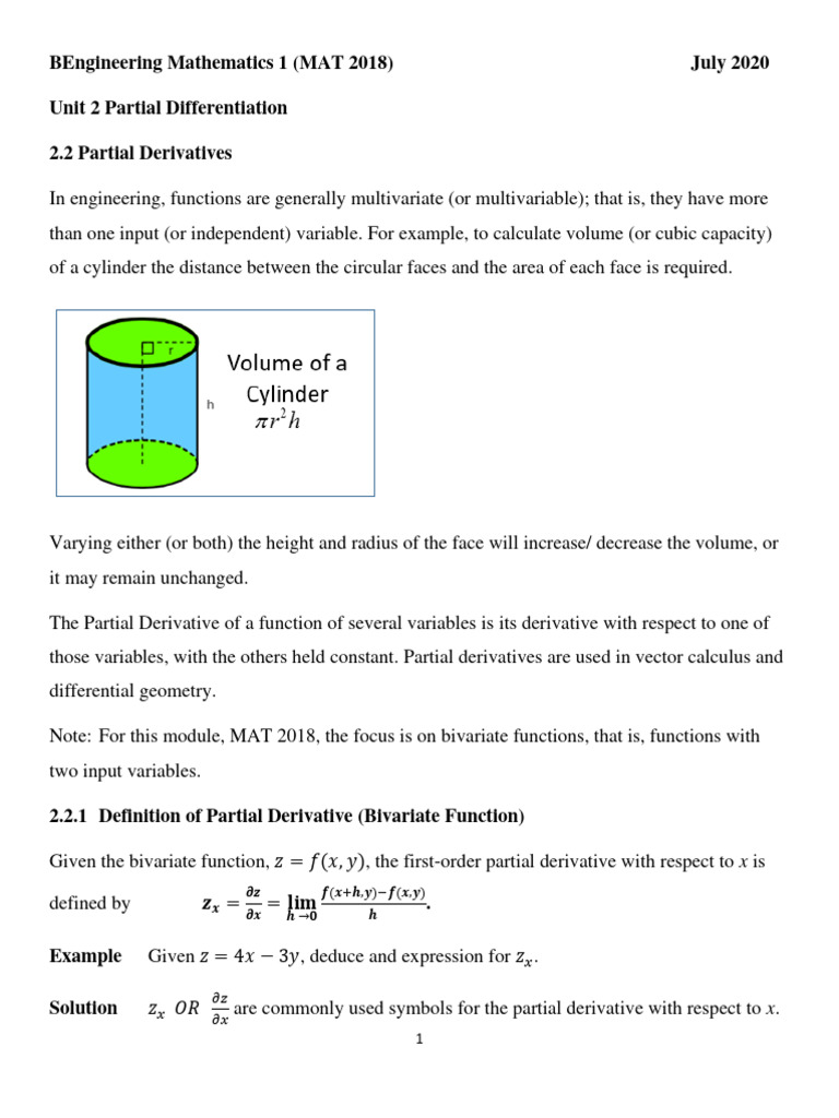 2.2 Partial Derivatives | PDF | Derivative | Function (Mathematics)