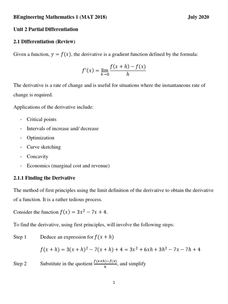 Partial Differentiation and Calculus Basics | PDF