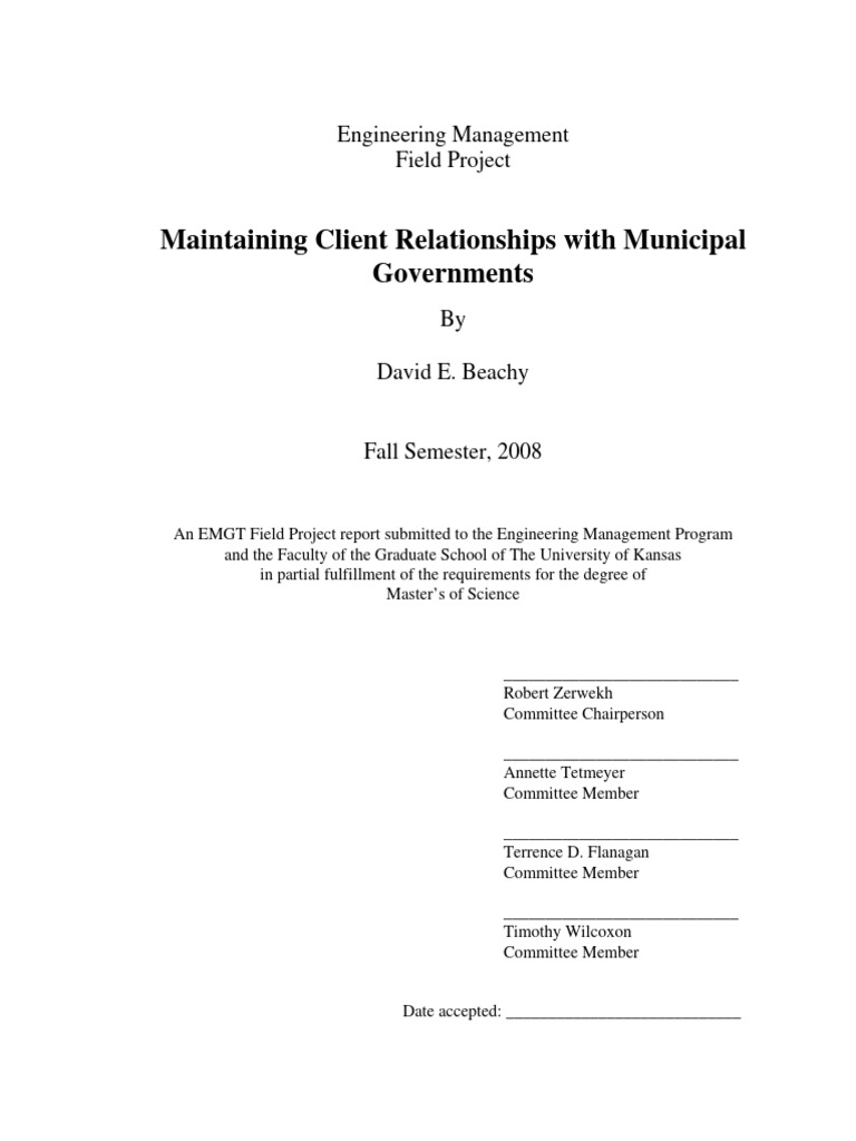 Beachy, David E. EMGT Field Project | PDF | Consultant | Negotiation