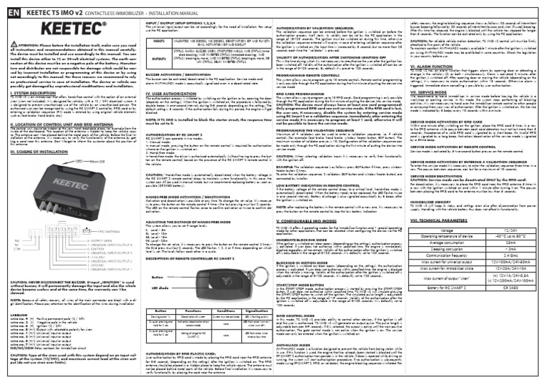 Keetec TS IMO v2 Installation Manual | PDF | Ignition System | Radio ...