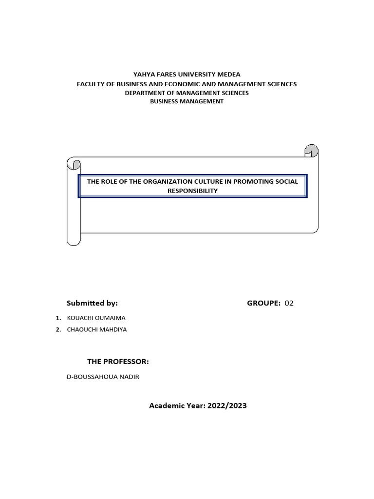 Yahya Fares University Medea | PDF | Corporate Social Responsibility ...