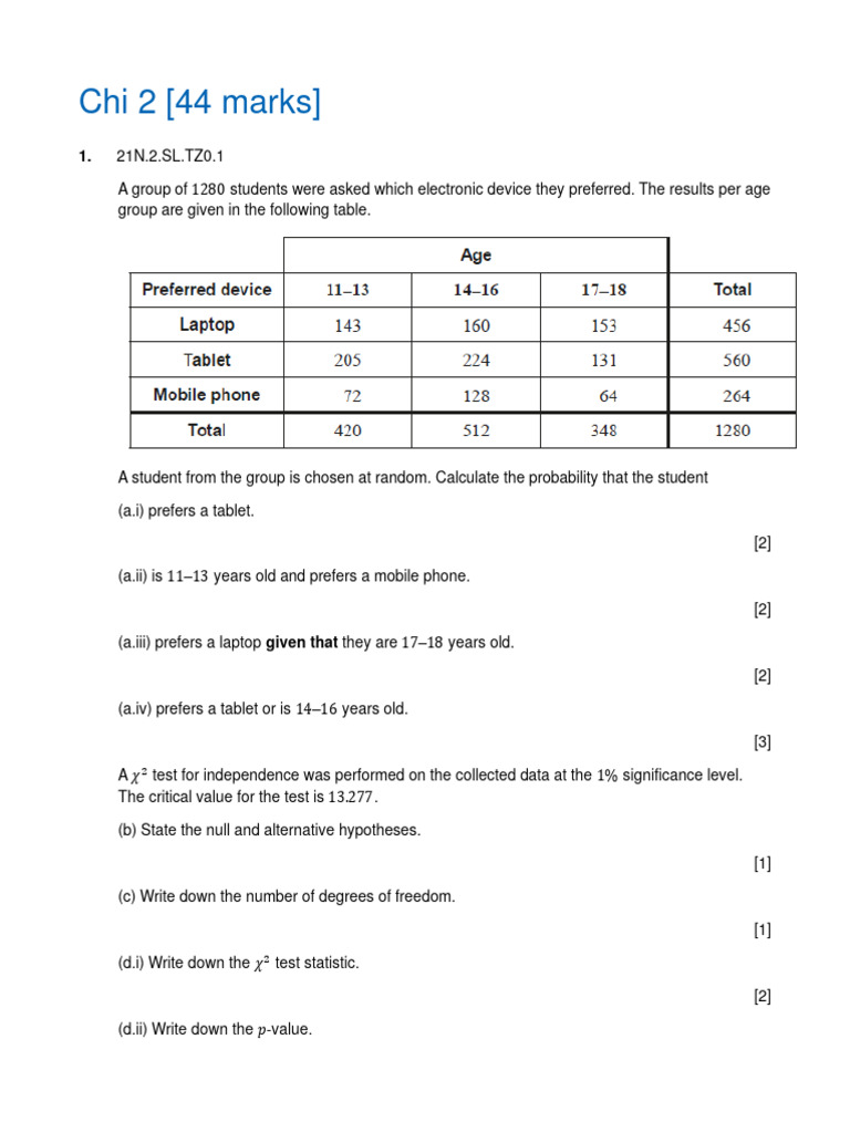 IB Statistics Exam Questions | PDF