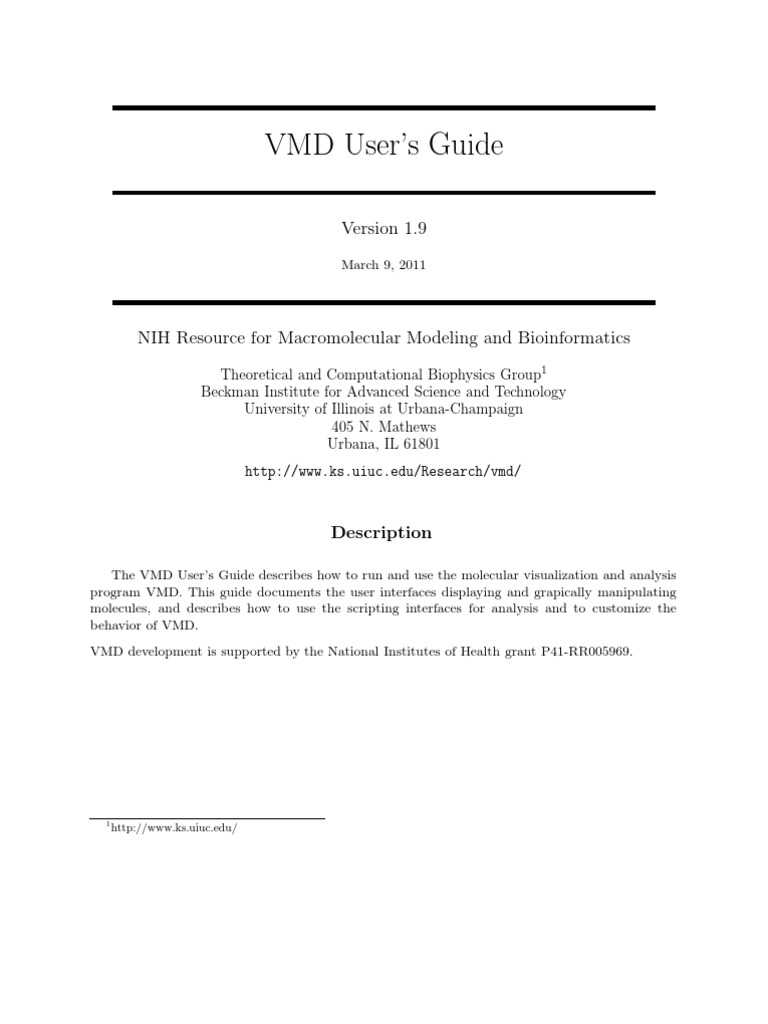 VMD | PDF | Visualization (Graphics) | Molecular Dynamics