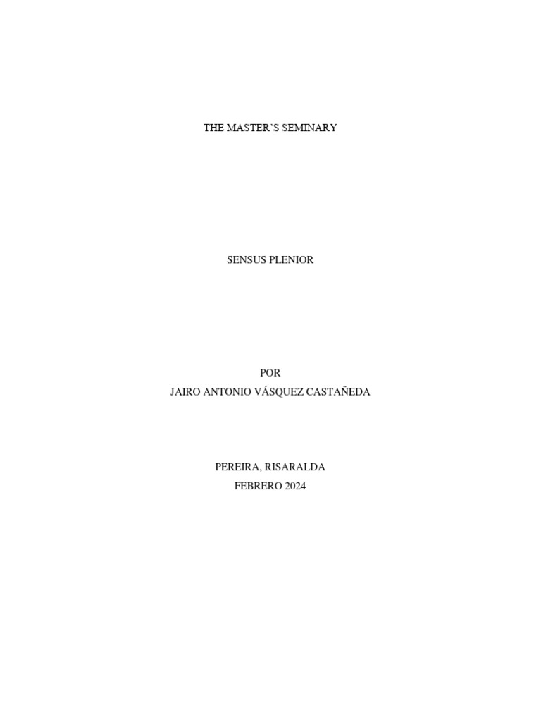 Sensus Plenior | PDF | Biblia | Hermenéutica