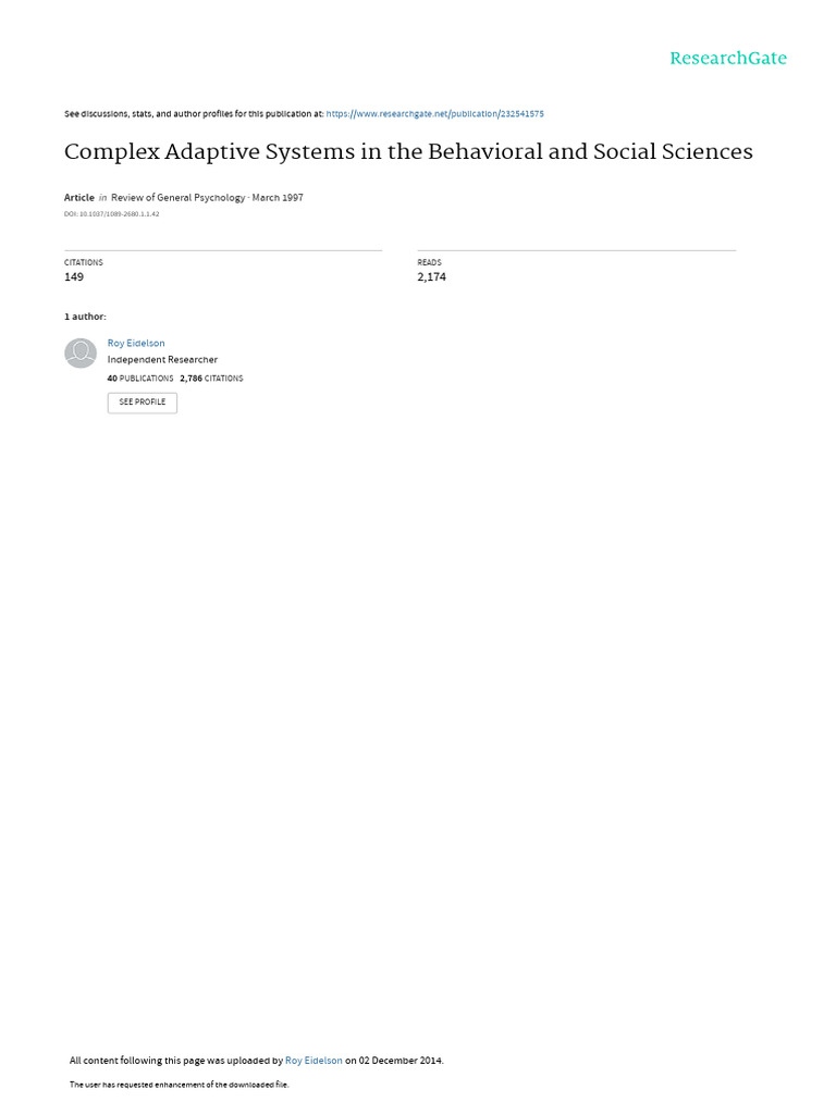 Complex Adaptive Systems in The Behavioral and Soc | PDF | Positive ...
