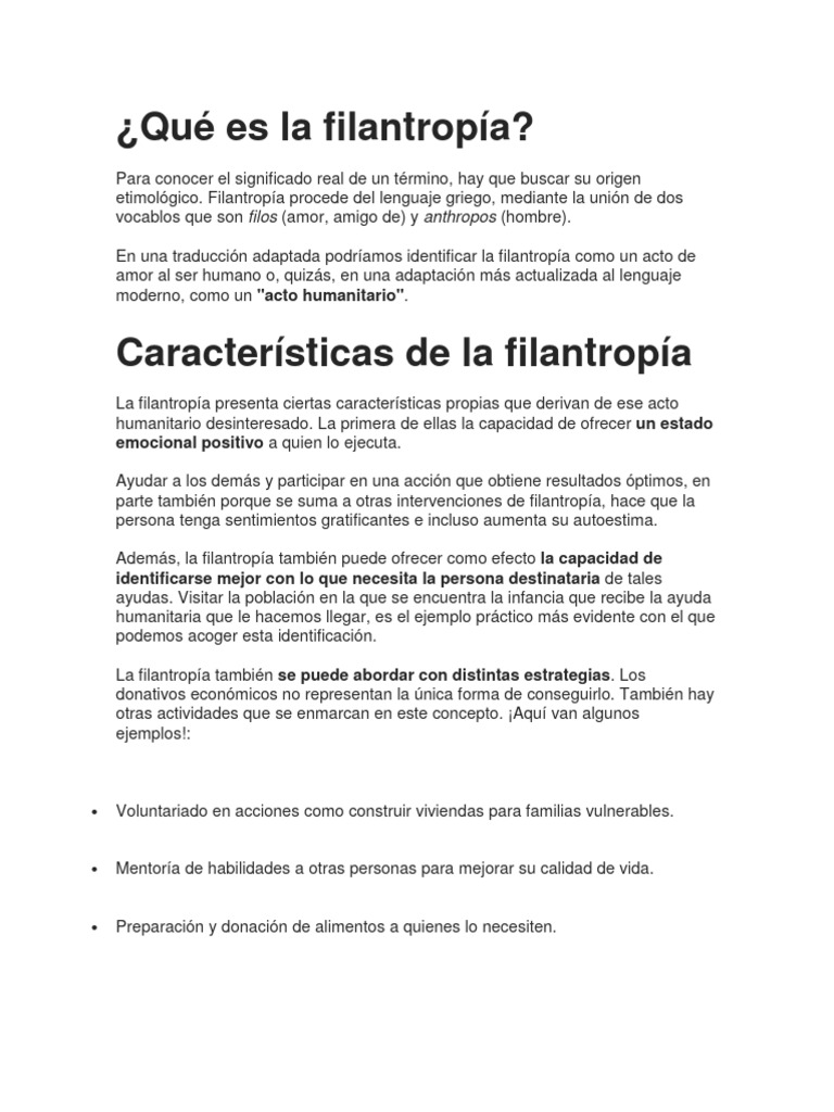 Qué Es La Filantropía | Descargar gratis PDF | Filantropía
