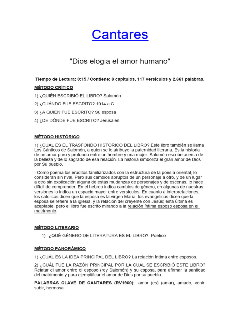 Cantares | PDF | Religión y espiritualidad | Poesía