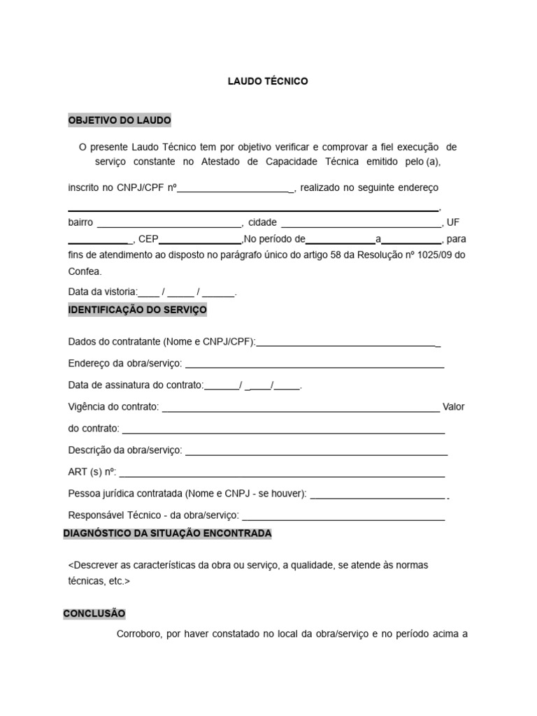 Modelo Laudo Tecnico Crea To | PDF