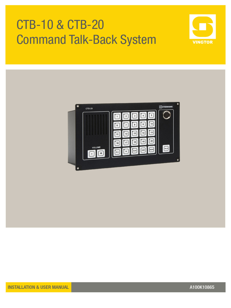 Manual Instalación y Uso Sistema TalkBack A100K10865 CTB-10 & CTB-20 ...