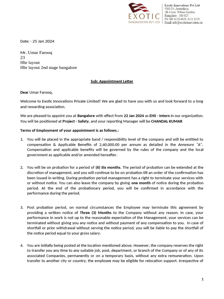 Letter-Appointment Letter Order-25 Jan 2024 - Signed | PDF