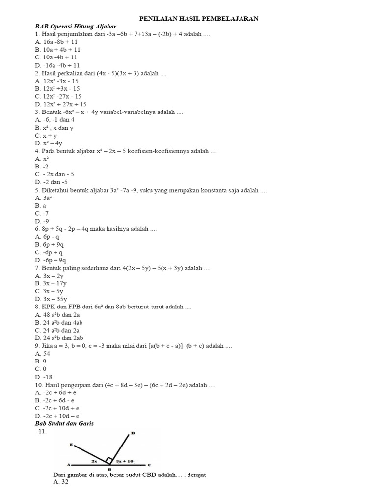 Uts MTK KLS Vii | PDF | Metode & Bahan Ajar