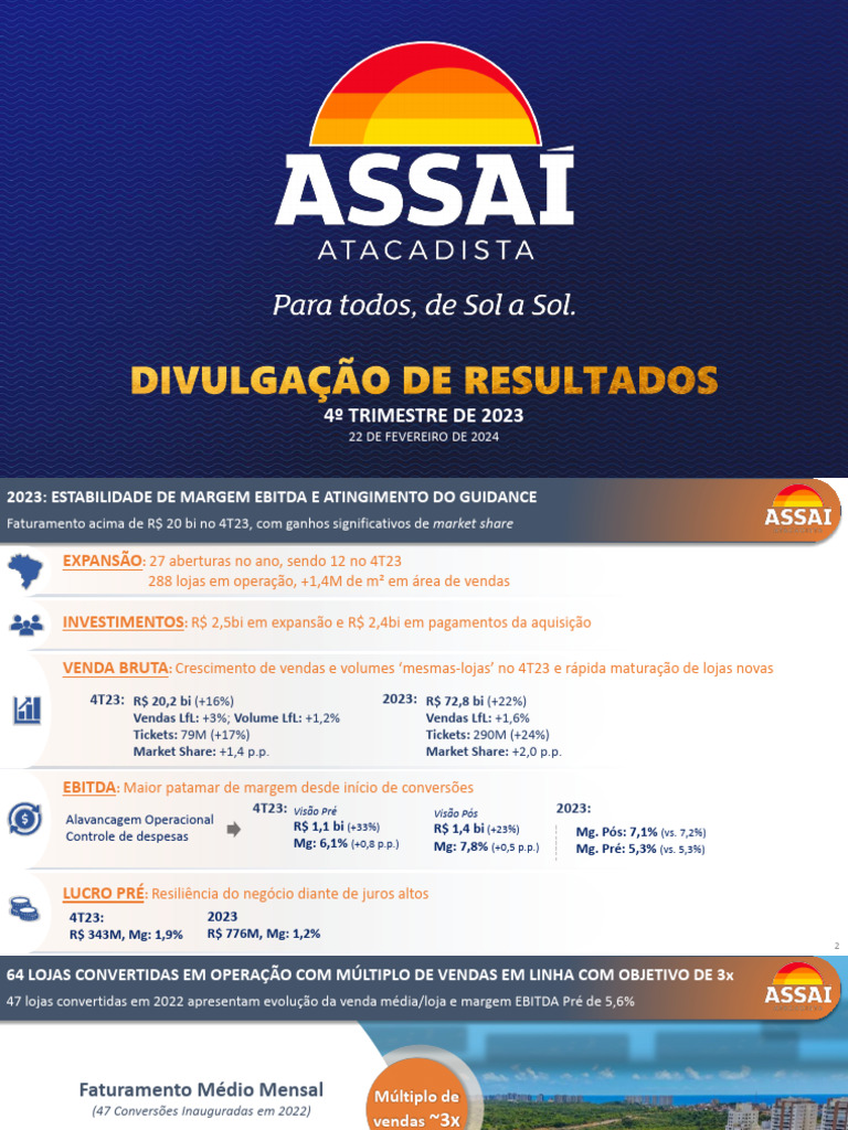 Assaí - Apresentação de Resultados 4T23 | PDF | Economias