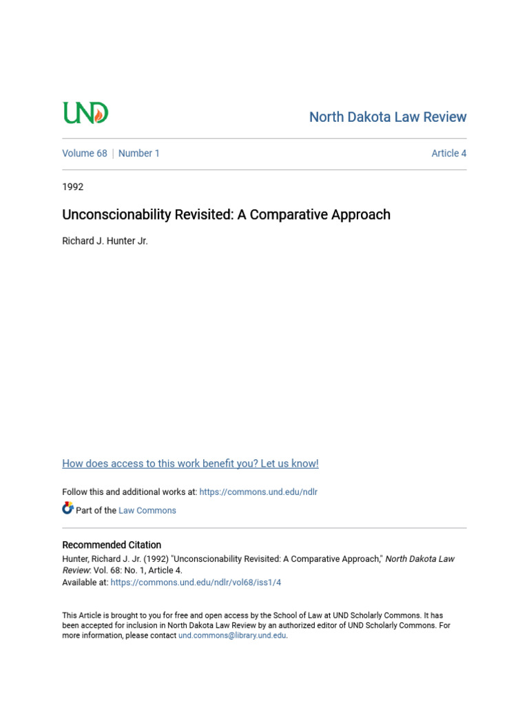 Unconscionability Revisited - A Comparative Approach | PDF | Uniform ...