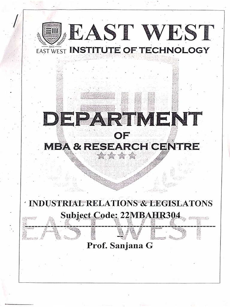 Industrial Relations & Legislations (EWIT) | PDF