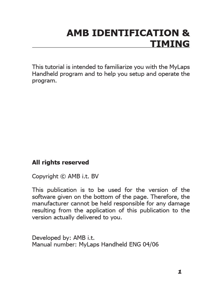 MyLaps Handheld Tutorial | PDF