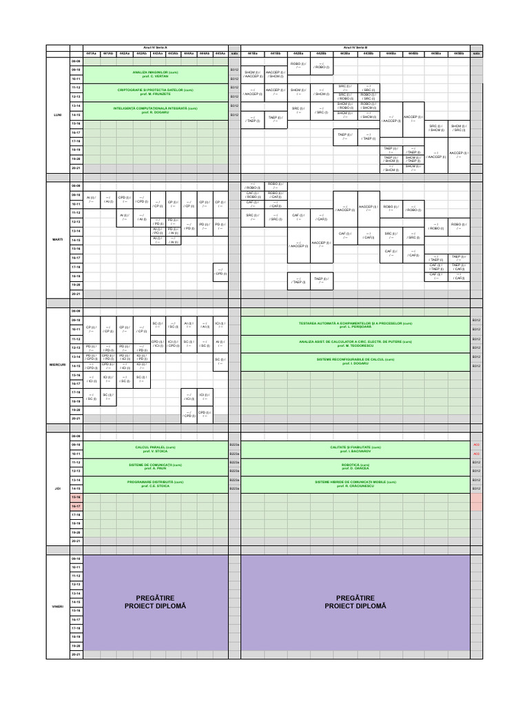 Orar ETTI 2023-2024 Semestrul II - Google Sheets | PDF