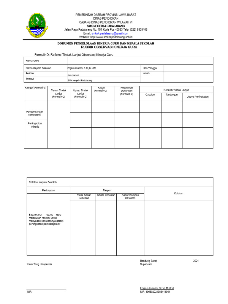 Form D Observasi EKINERJA PMM | PDF