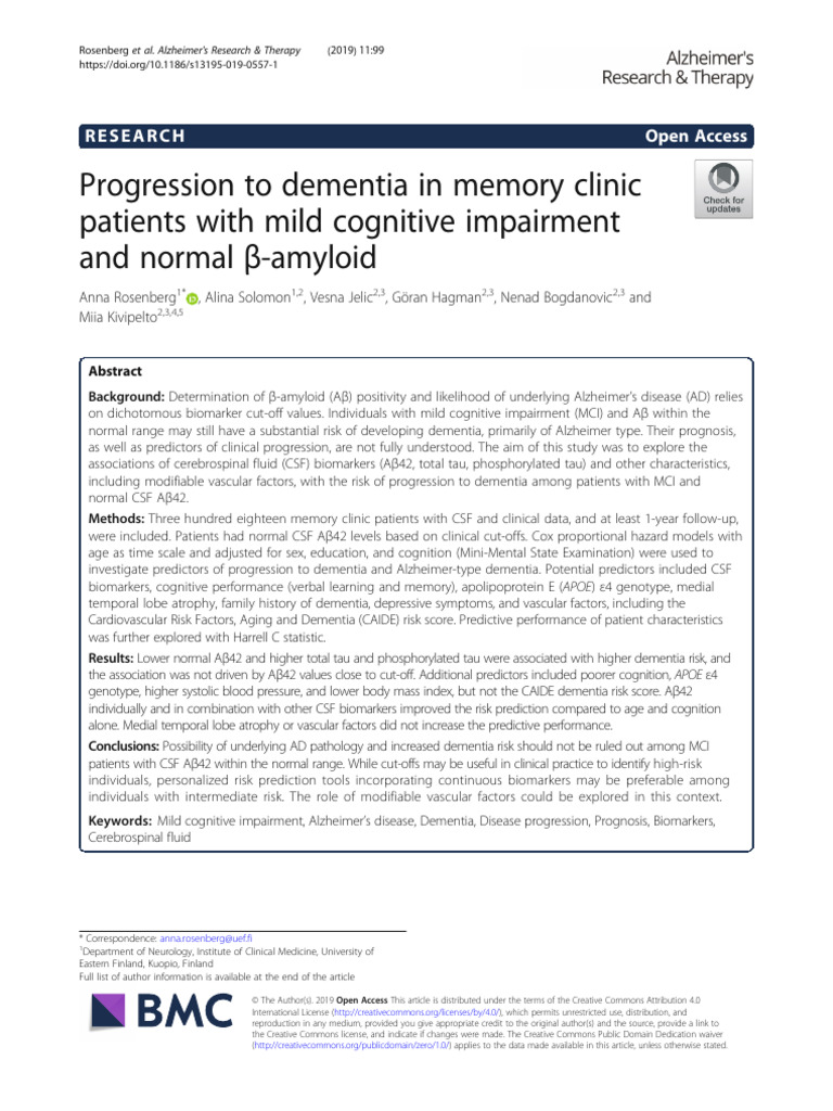 Progression To Dementia in Memory Clinic | PDF