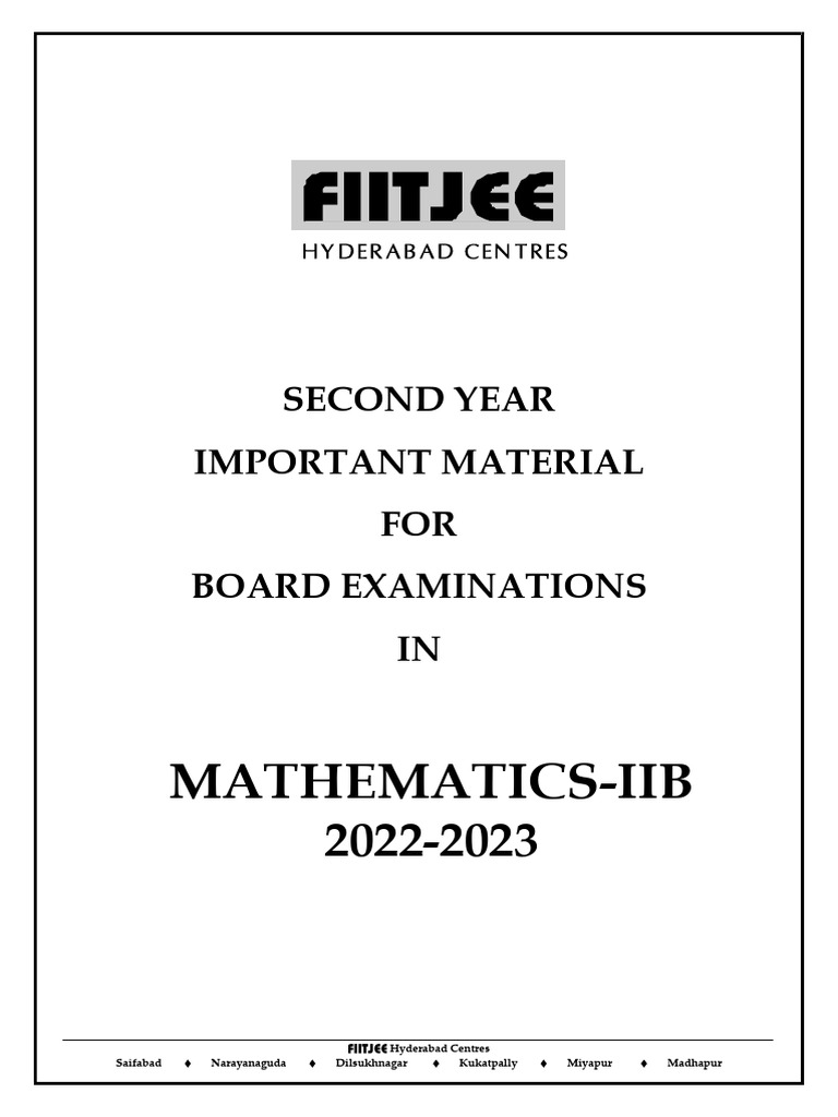 Second Year Maths-Iib Ipe Study Material 2022-23 - Final | PDF