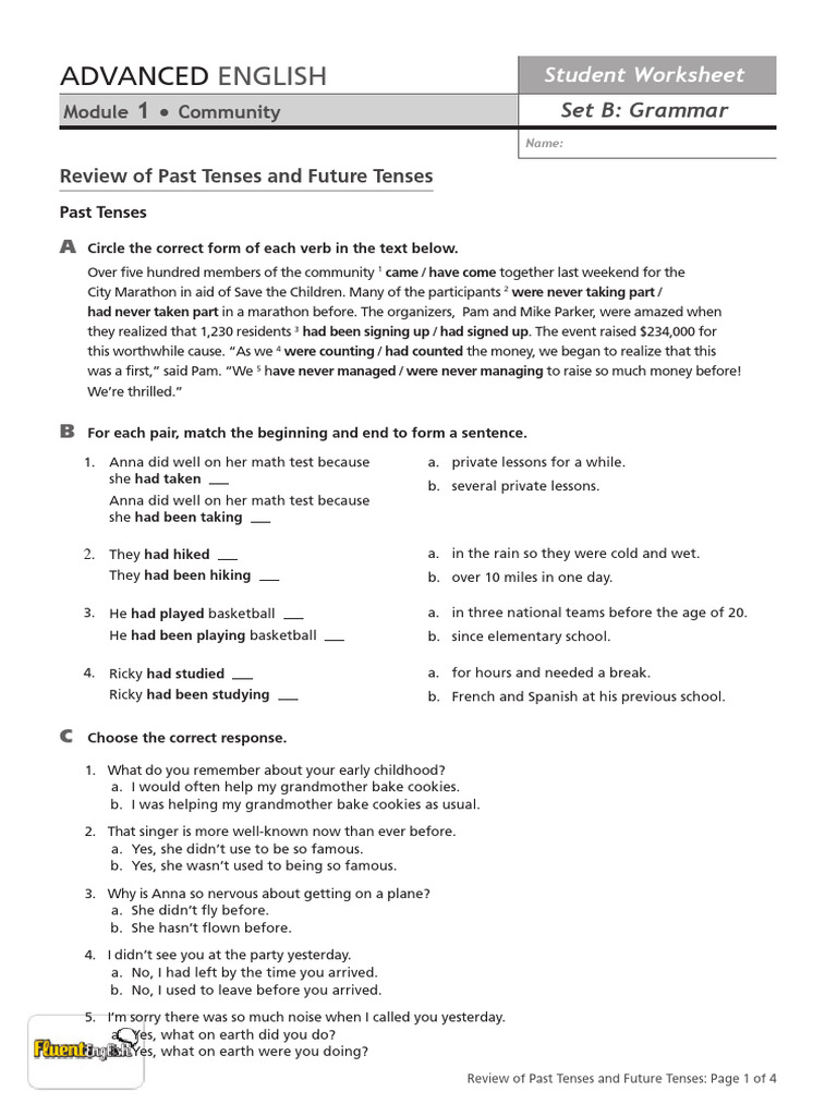AdvEng M1 Student Grammar B | PDF