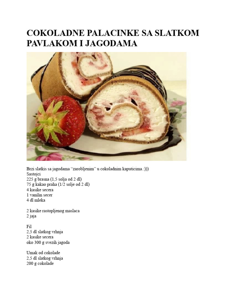 Cokoladne Palacinke Sa Slatkom Pavlakom I Jagodama | PDF