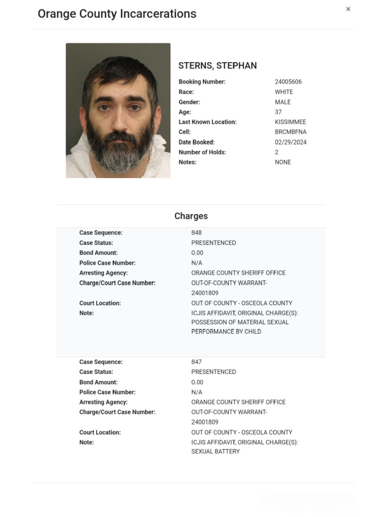 Stephan Sterns Arrest Info - Kissimmee FL | PDF