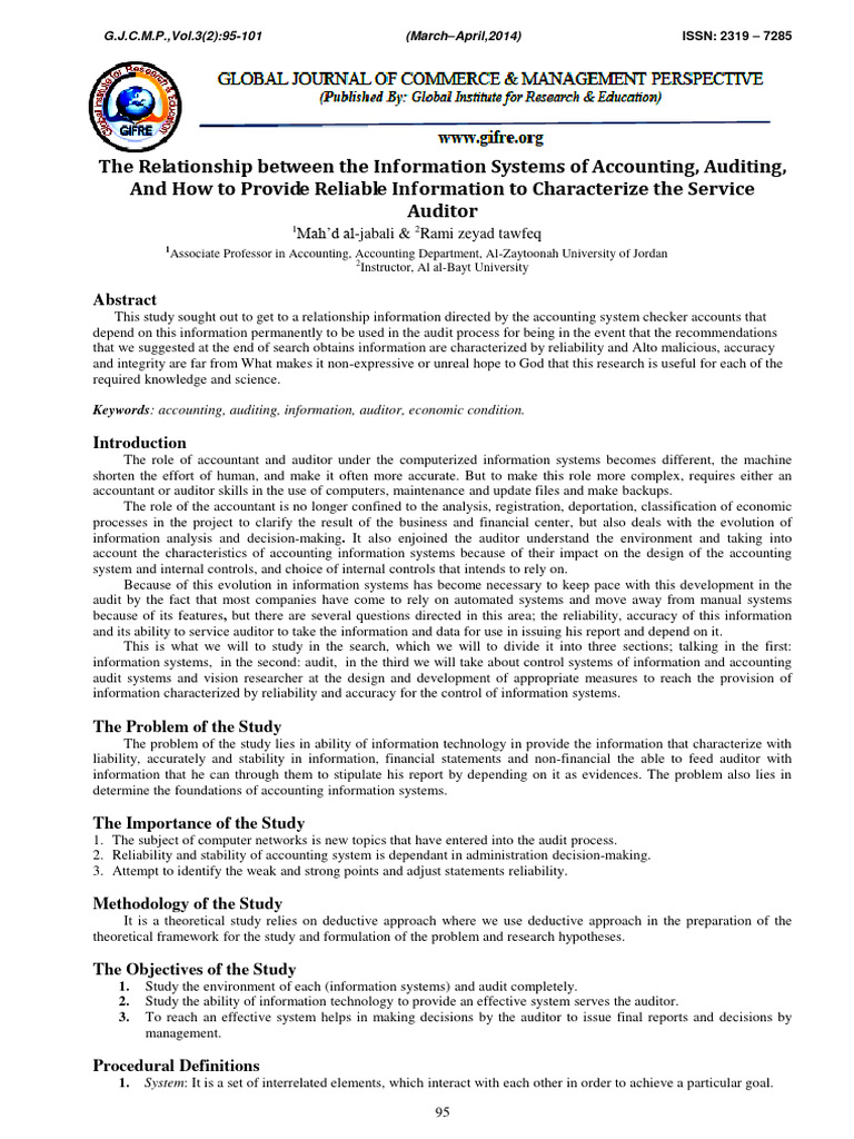 The Relationship Between The Information Systems of Accounting, Auditing, and How To Provide ...