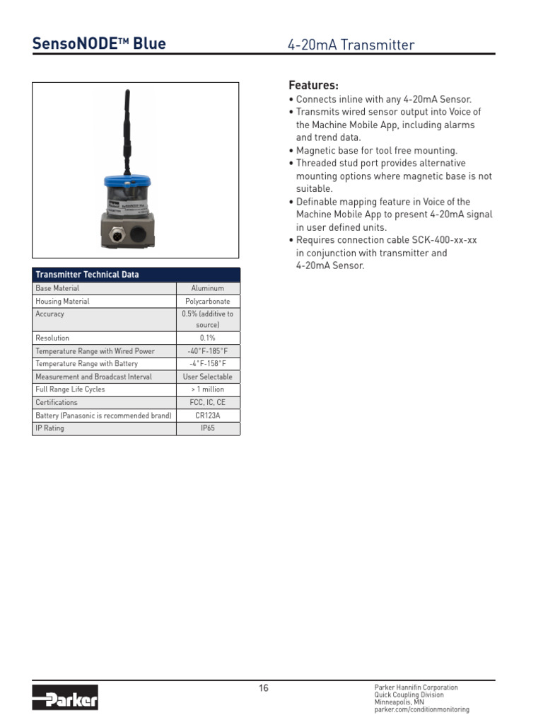 SensoNODE Blue - 4 20ma Transmitter 16 17 | PDF | Electrical Connector ...