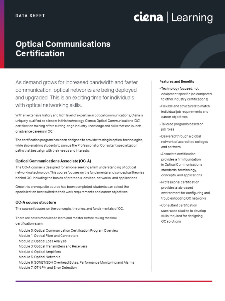 Optical Communications Certification | PDF