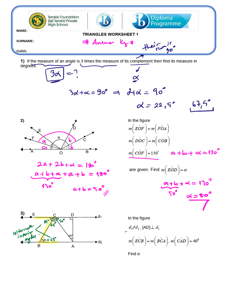 WS 1 Basic Concepts of Triangle KEY | PDF | Elementary Geometry | Euclidean Geometry