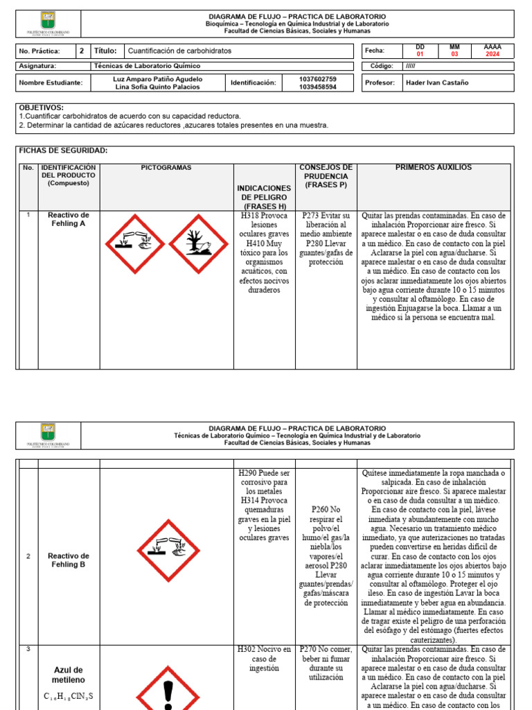 Formato - DiagramadeFlujo - y - Ficha de Seguridad Técnicas de Laboratorio Qímico | PDF ...