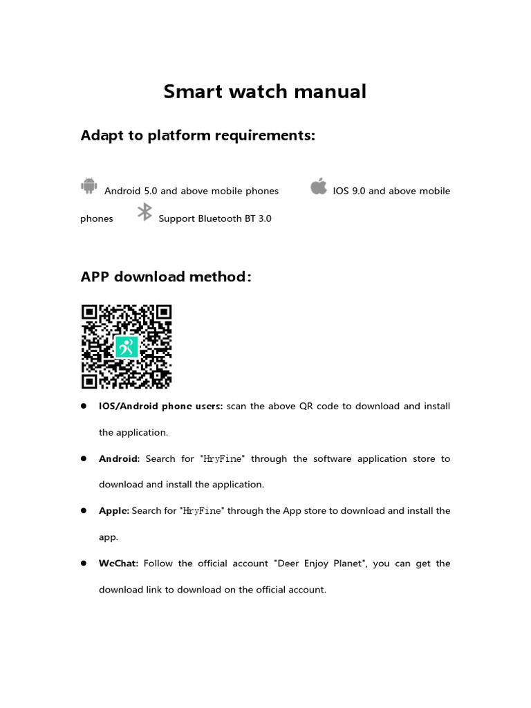 Smart Watch Manual: Adapt To Platform Requirements | PDF