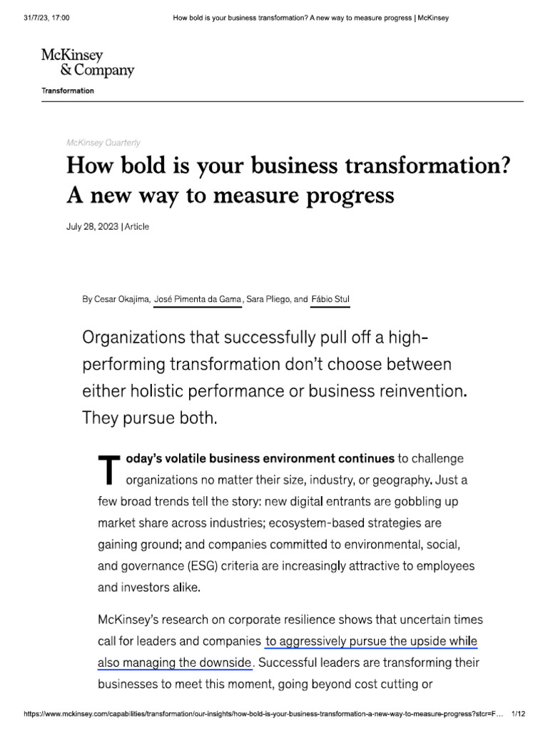 McKinsey Business Transformation | PDF