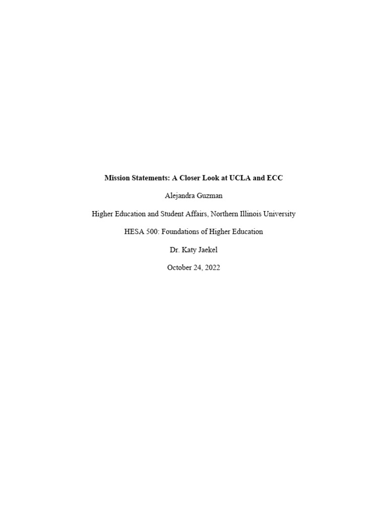 UCLA vs. ECC: Mission Statement Analysis | PDF | University ...