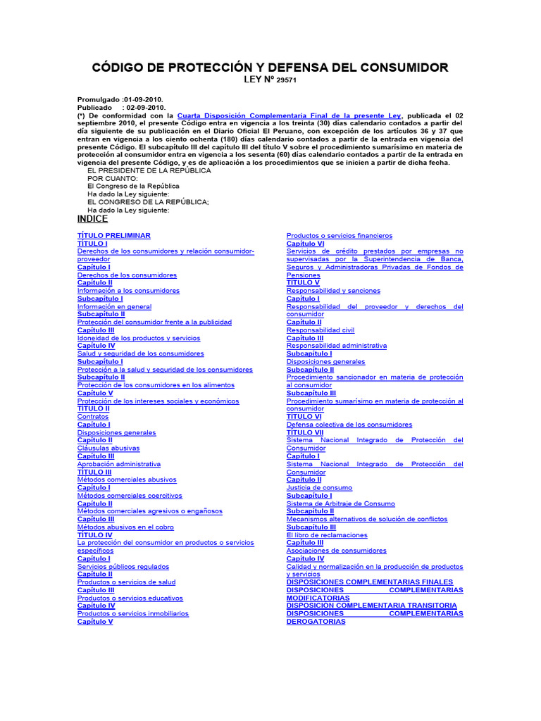 Código de Protección y Defensa Del Consumidor | PDF