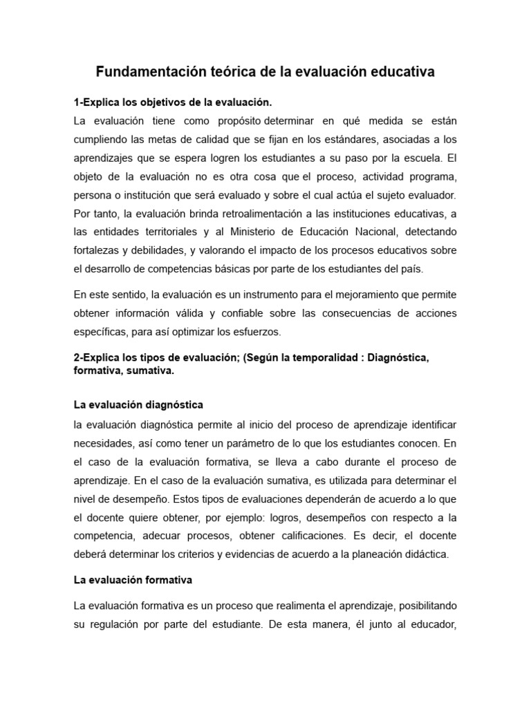 Fundamentación Teórica de La Evaluación Educativa | PDF | Evaluación | Enseñando