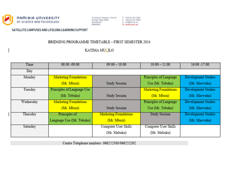 Time Table First Semester 2024 Edited | PDF