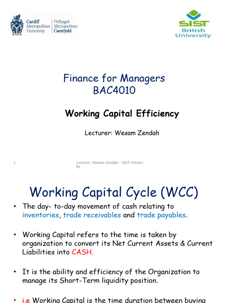 Week 8 Working Capital Cycle - Students | PDF