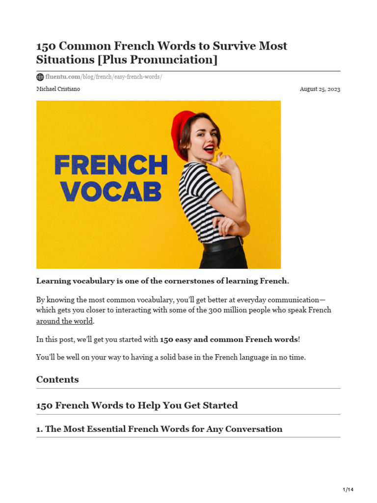 Easy French Words | PDF | Grammatical Gender | Linguistics