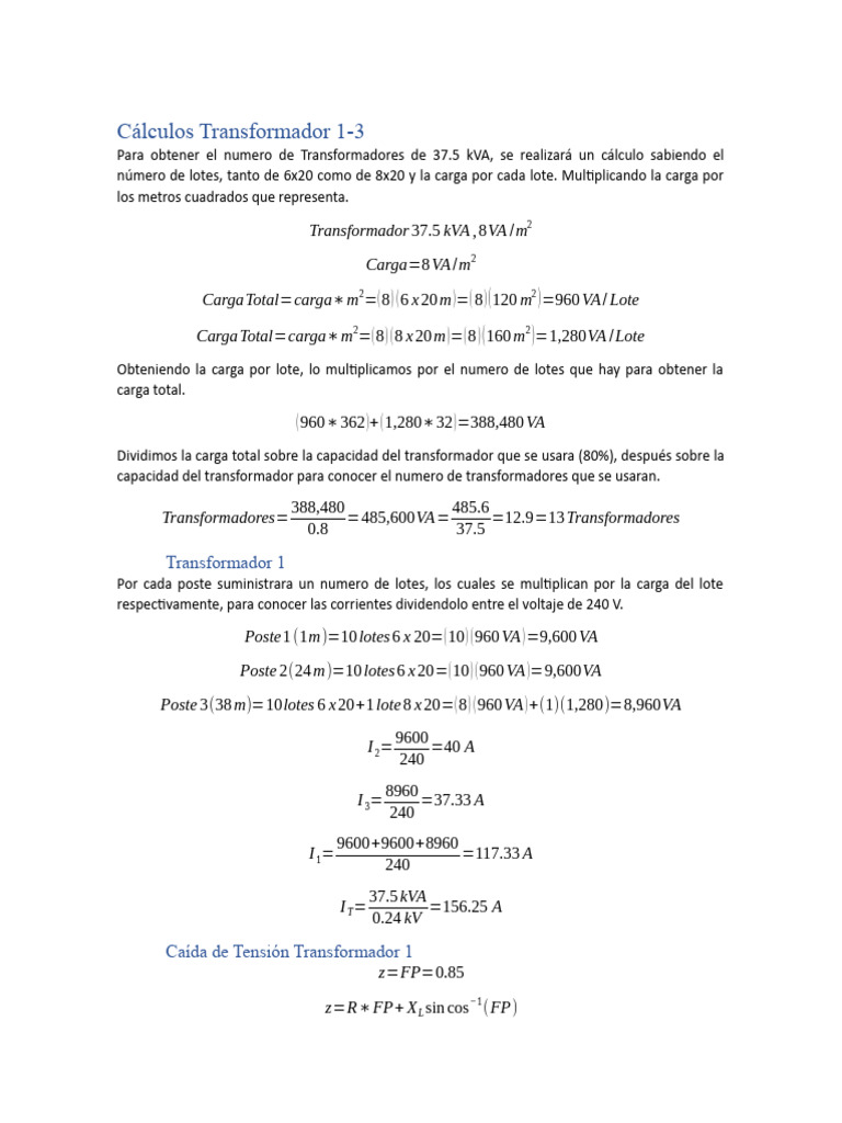 Cálculos Transformador 1-3 | PDF | Componentes eléctricos | Ciencias ...